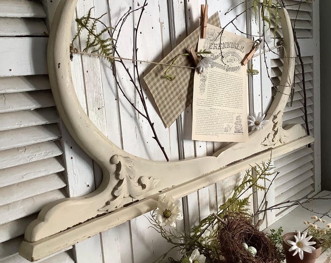 Antique Chippy off White Wood Mirror Harp Frame 16.5x40" Wall Art ...