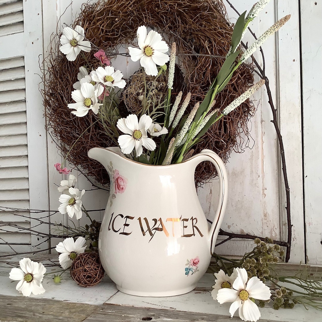 Antique Ironstone Ice Water Pitcher Arthur Wood England Memory Rose ...