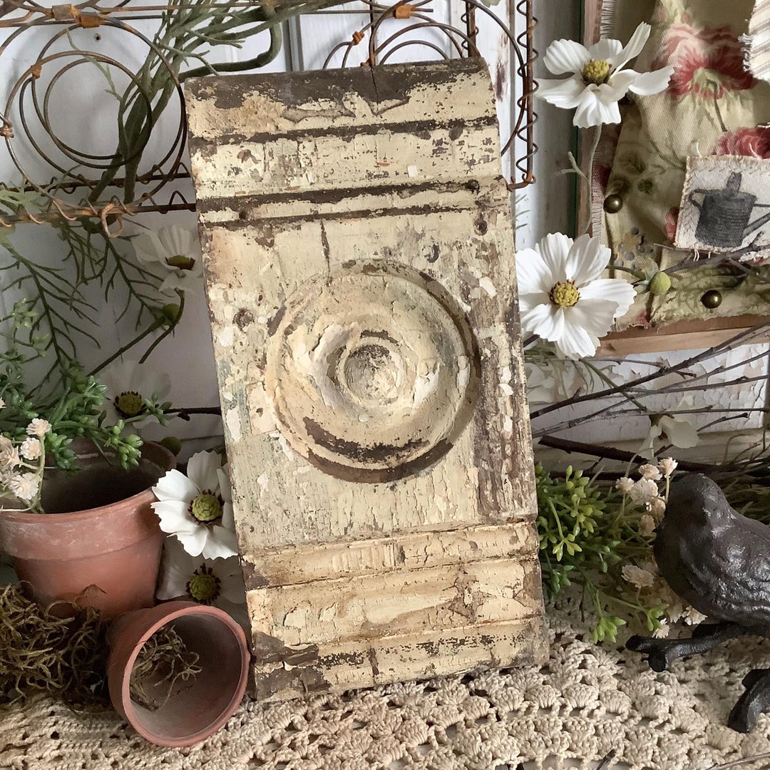 Antique Bullseye Plinth Block Chippy Distressed Architectural Salvage ...