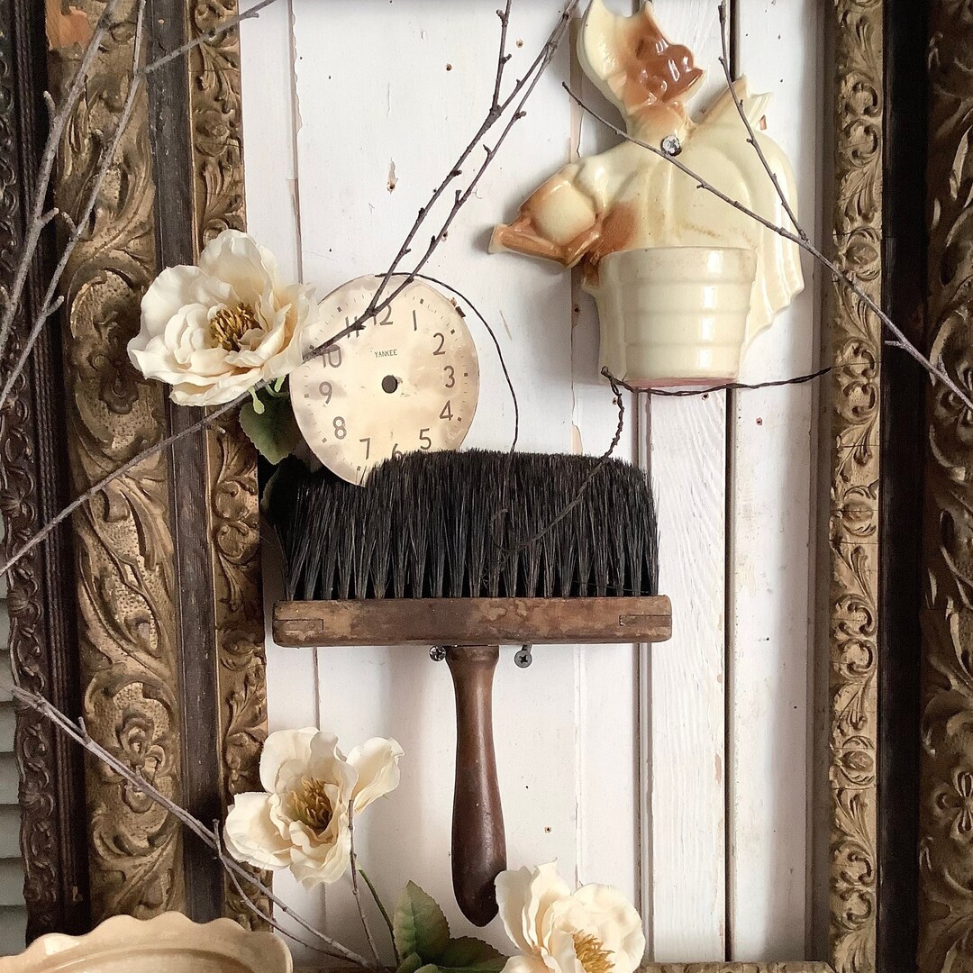 Antique Paint Brush Natural Horse Hair Bristles Wood Handled Art Supply ...