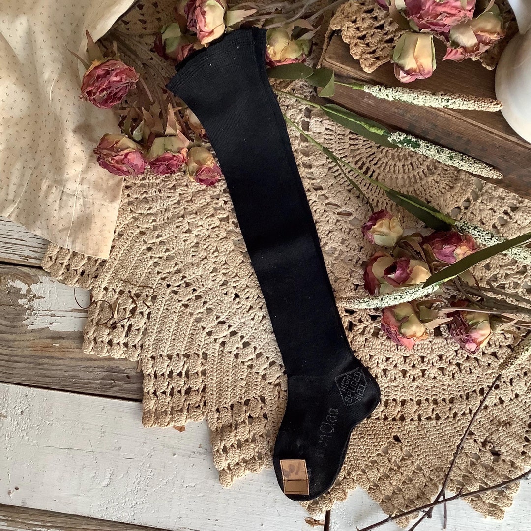 Antique Childs Black Knee Socks Long Stockings NOS Iron Clad Hosiery ...