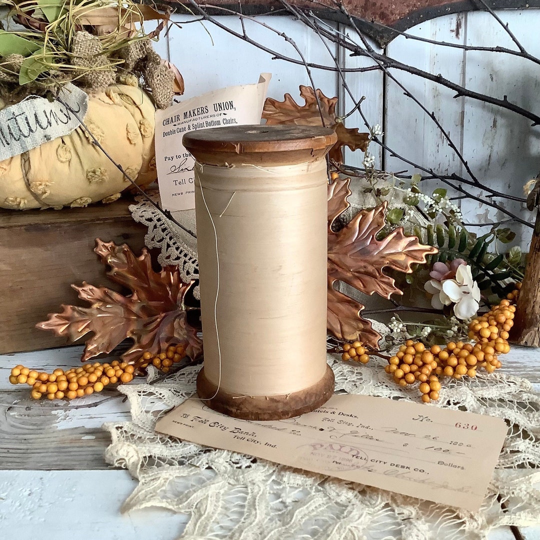 Antique Wood Spool Thread Display Industrial Factory Textile Mill ...