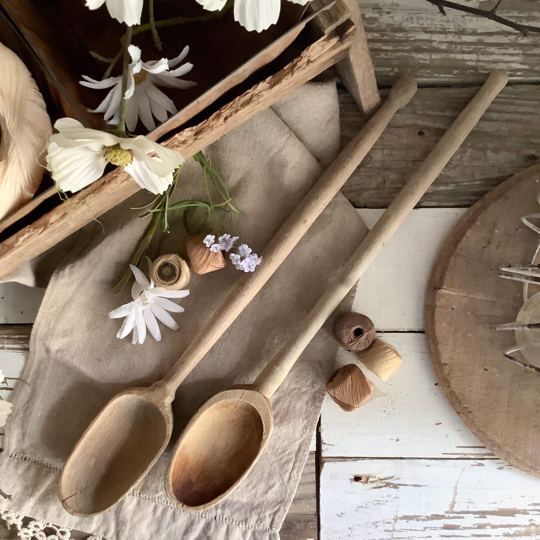 Antique Primitive Wood Spoon Treenware Utensil Kitchenalia Cooking ...