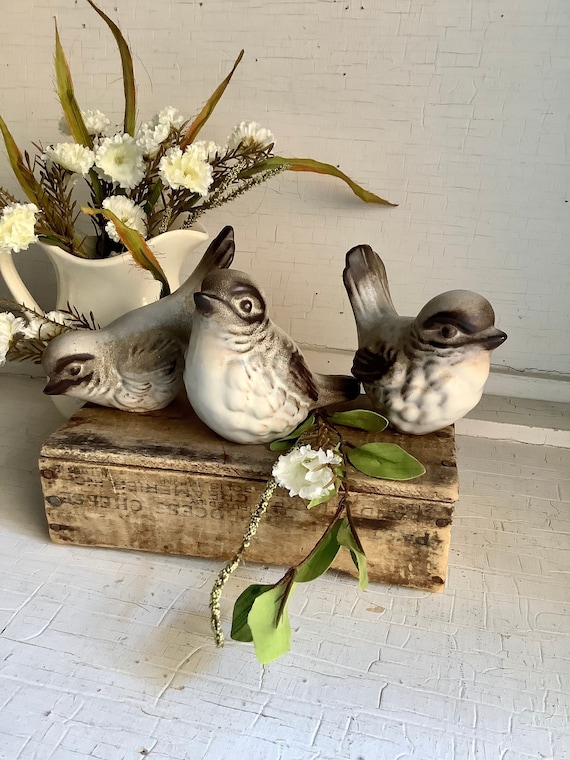 3 Vintage Howard Pierce Birds Sparrows Ceramic Figurine French | Etsy