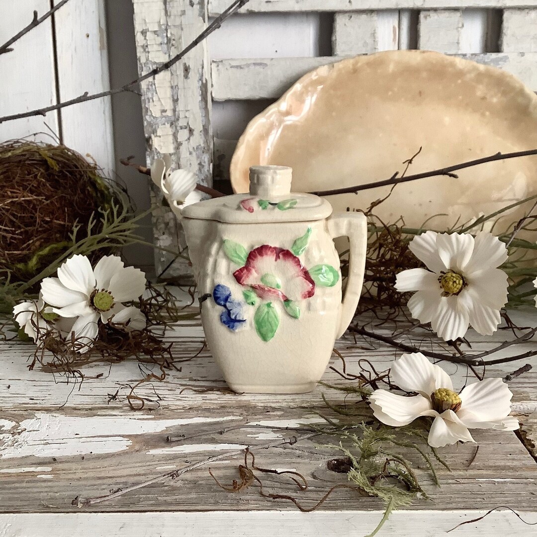 Vintage Creamer Pitcher Japan Stained Crazed Aged Home Decor French ...