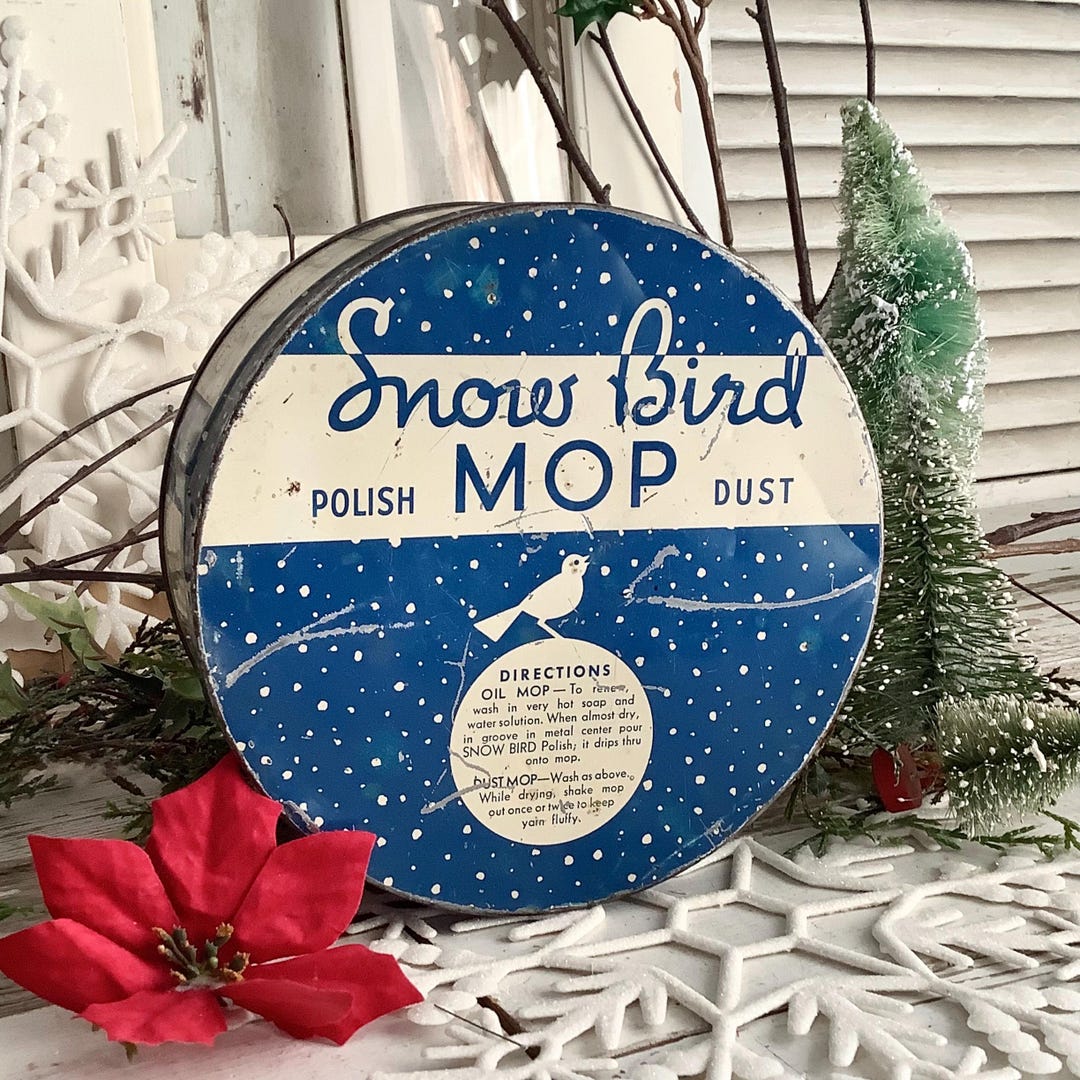 Antique Snow Bird Mop Can Tin Vintage Advertising - Etsy