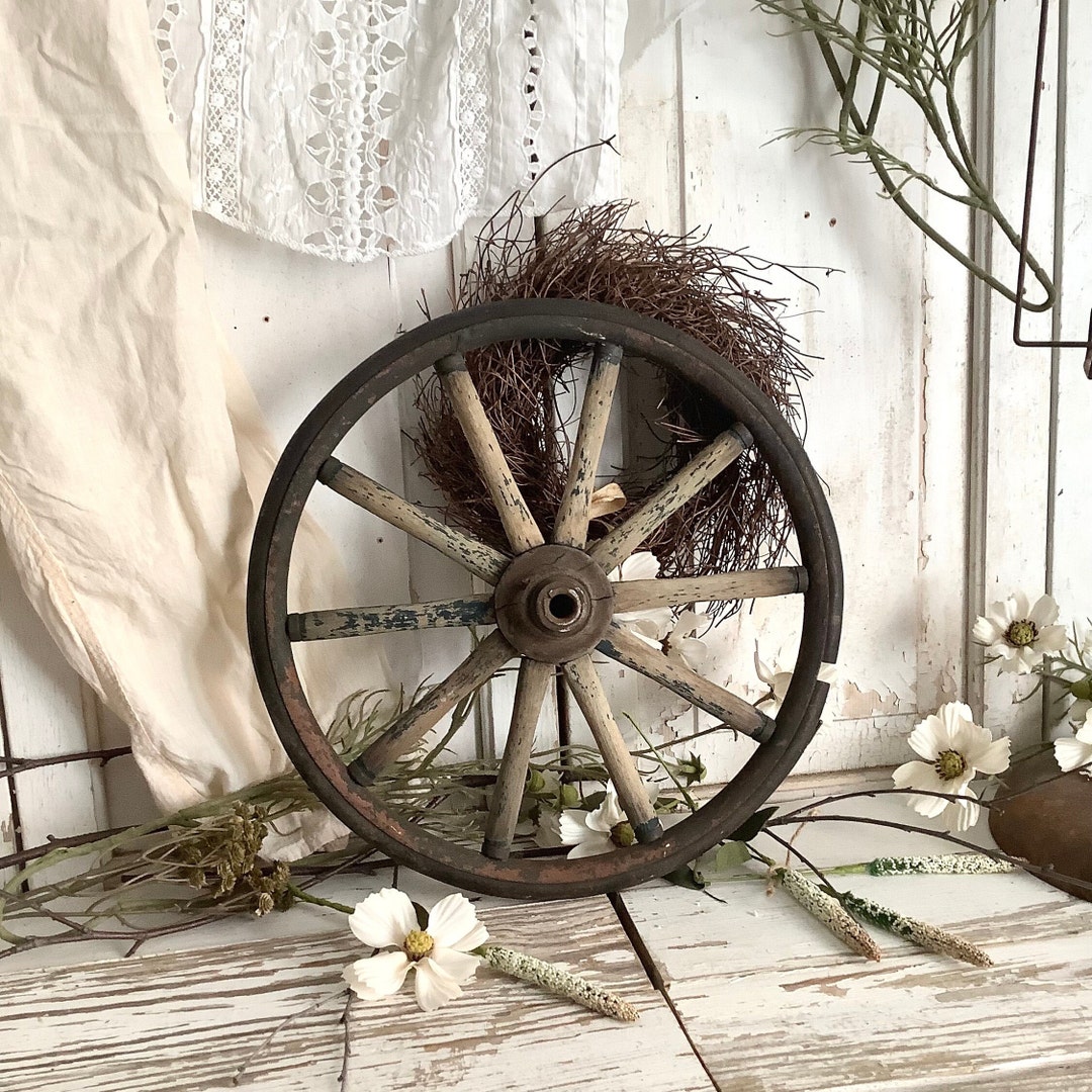 Antique Wood Spoke Buggy Wagon Cart Wheel 12d Rustic Salvage Wall Art ...