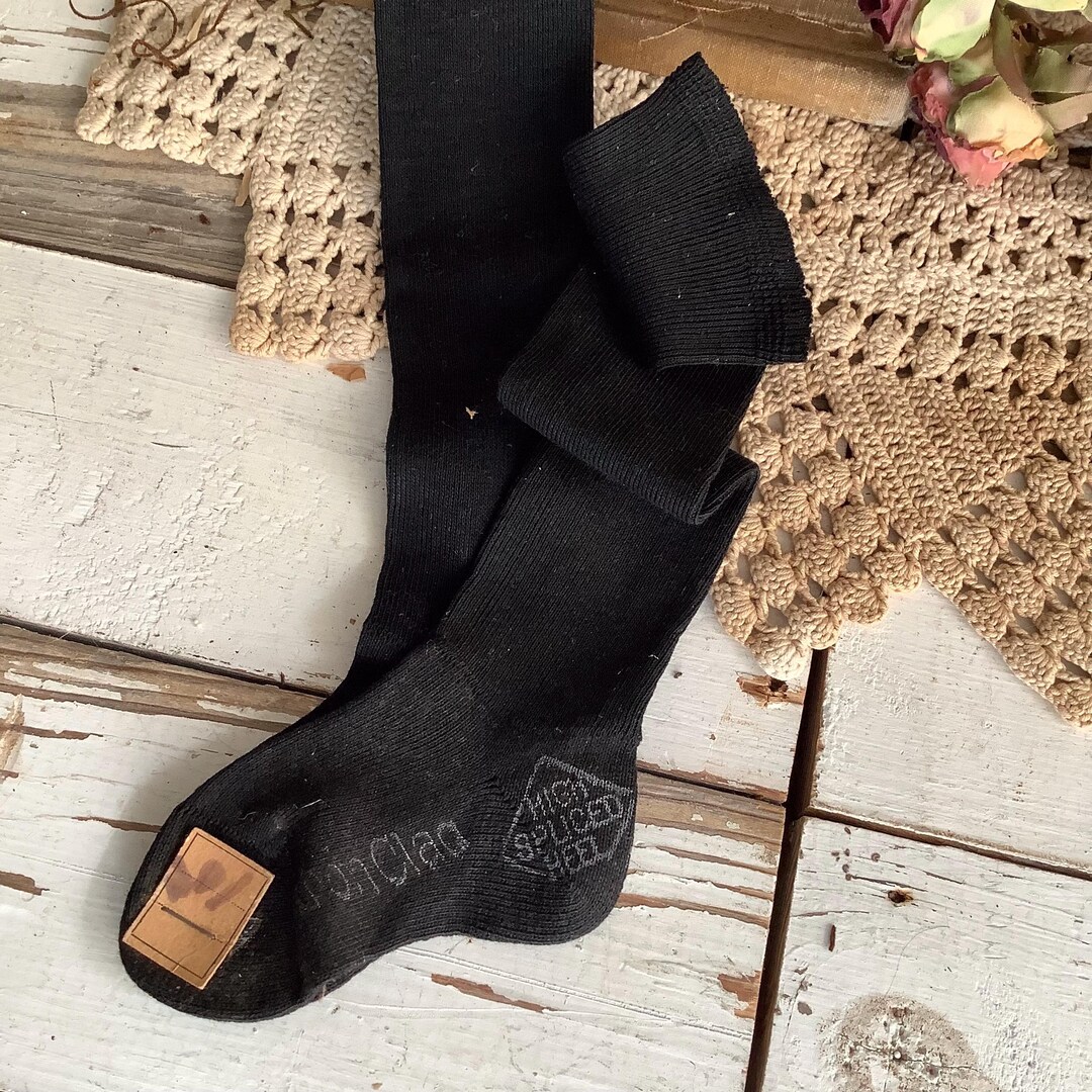 NOS Antique Childs Black Cotton Socks: Iron Clad Hosiery, Early 1900s ...