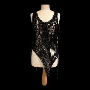 Disintegrated Fashion, Black Satin Asymmetrical, Grunge Vest, Punk ...