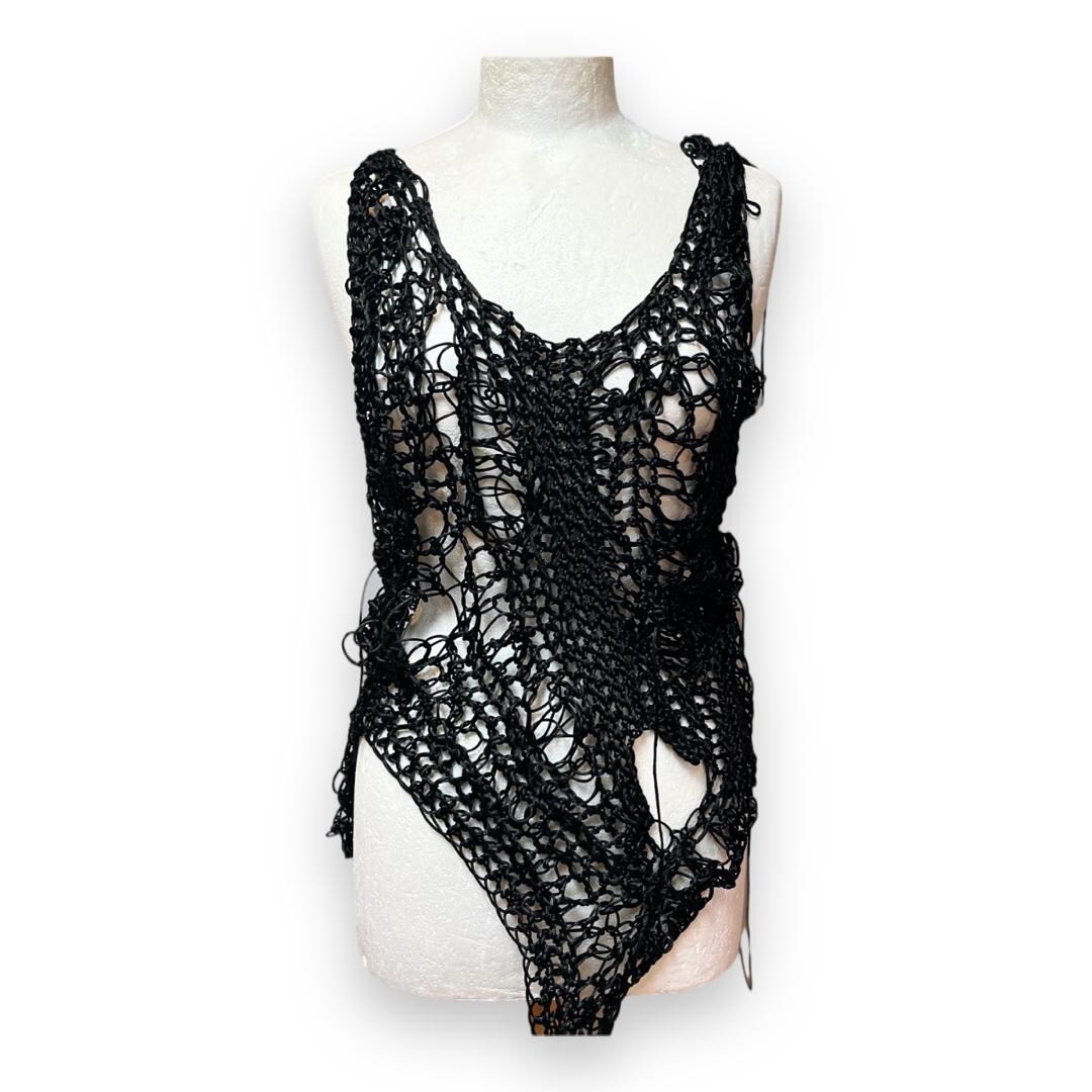 Disintegrated Fashion, Black Satin Asymmetrical, Grunge Vest, Punk ...