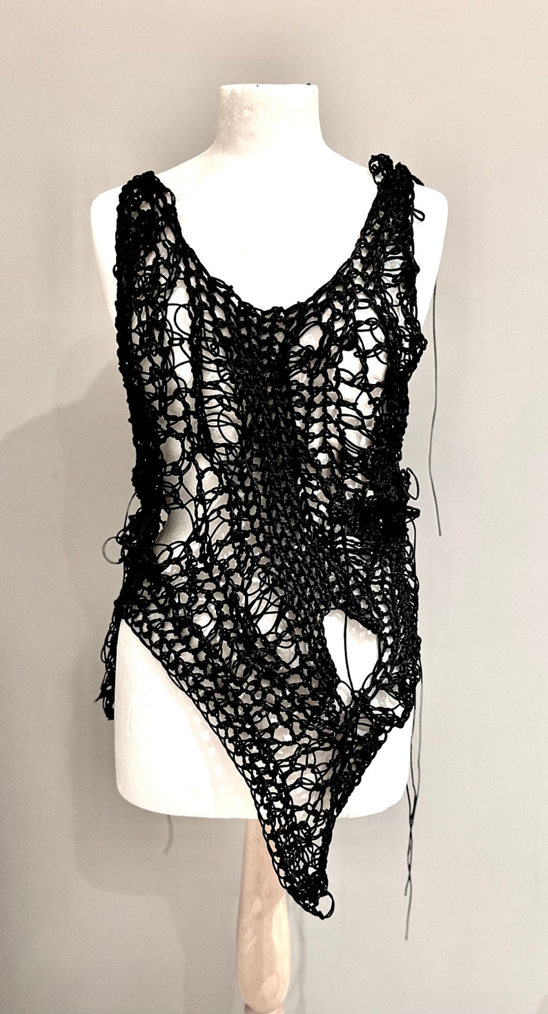 Disintegrated Fashion, Black Satin Asymmetrical, Grunge Vest, Punk ...