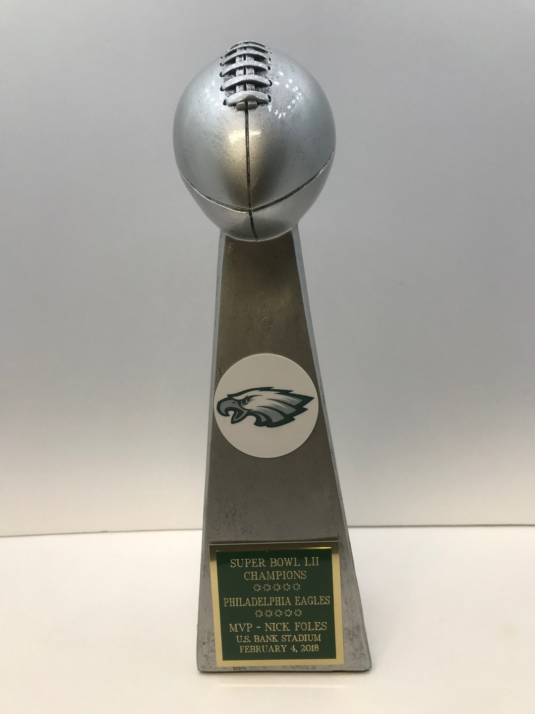 Philadelphia Eagles Super Bowl LII Lombardi Style Trophy 13" Tall Nick ...