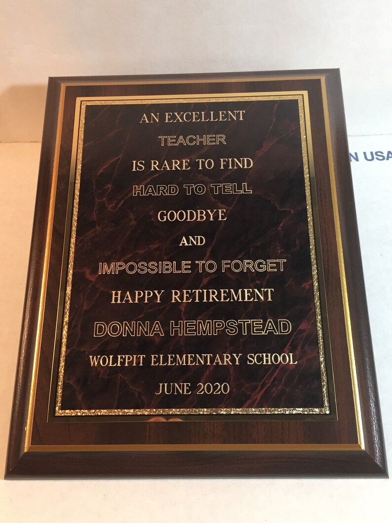 Teacher Educator Principal School PTO Retirement Plaque Award - Etsy