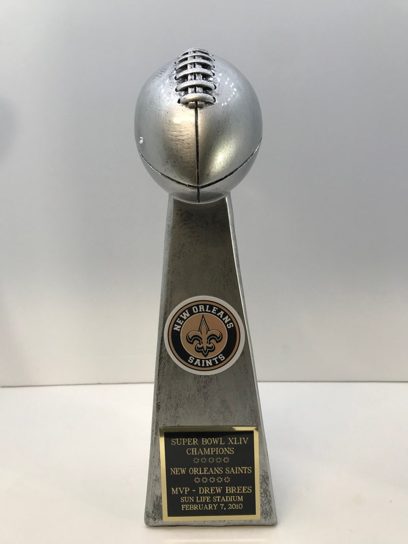 New Orleans Saints Super Bowl XLIV Lombardi Style Trophy 13" Tall Drew ...