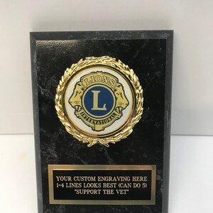 Lions Club Award Plaque 6" Free Custom Engraving - Etsy
