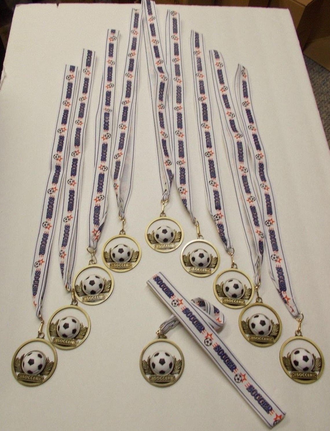 Soccer Medal With Soccer Ribbon Die Cast Medal Youth Soccer Lot of 10 ...