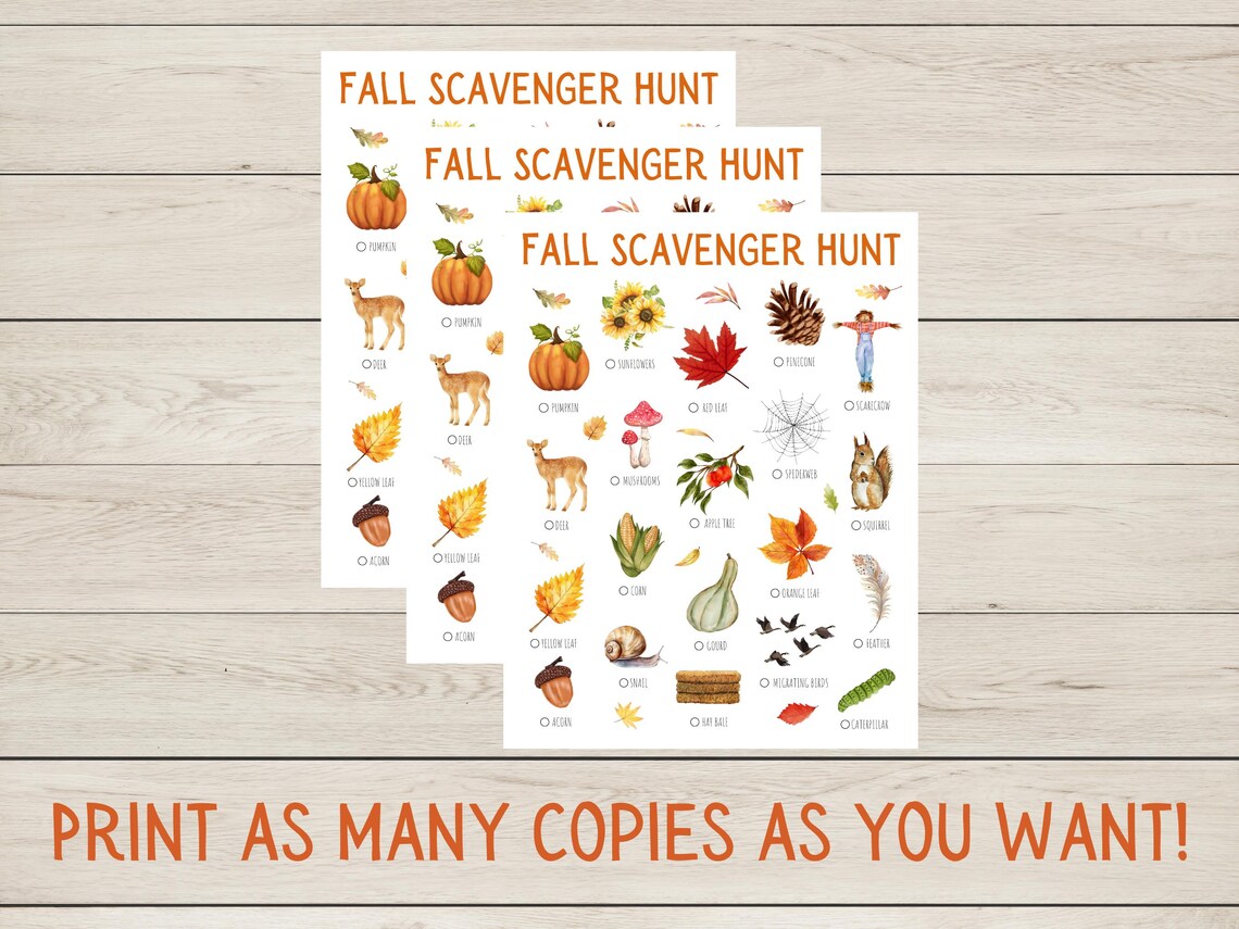 Printable Fall Scavenger Hunt: Autumn Nature Activity (PDF) - Etsy