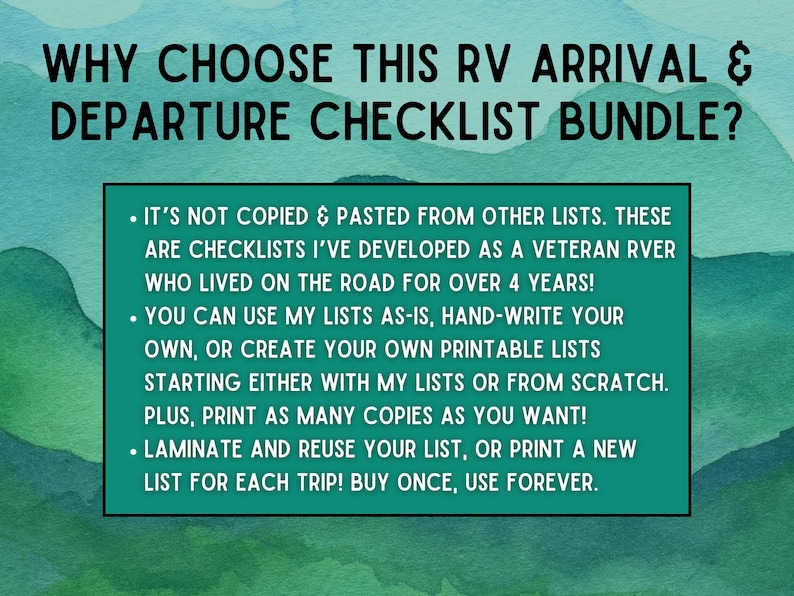 RV Arrival and Departure Checklist Bundle, PRINTABLE & Editable, RV ...