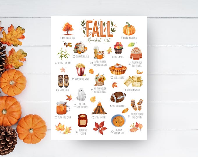 Printable Fall Bucket List, Autumn Activity List, Fall To-do List ...