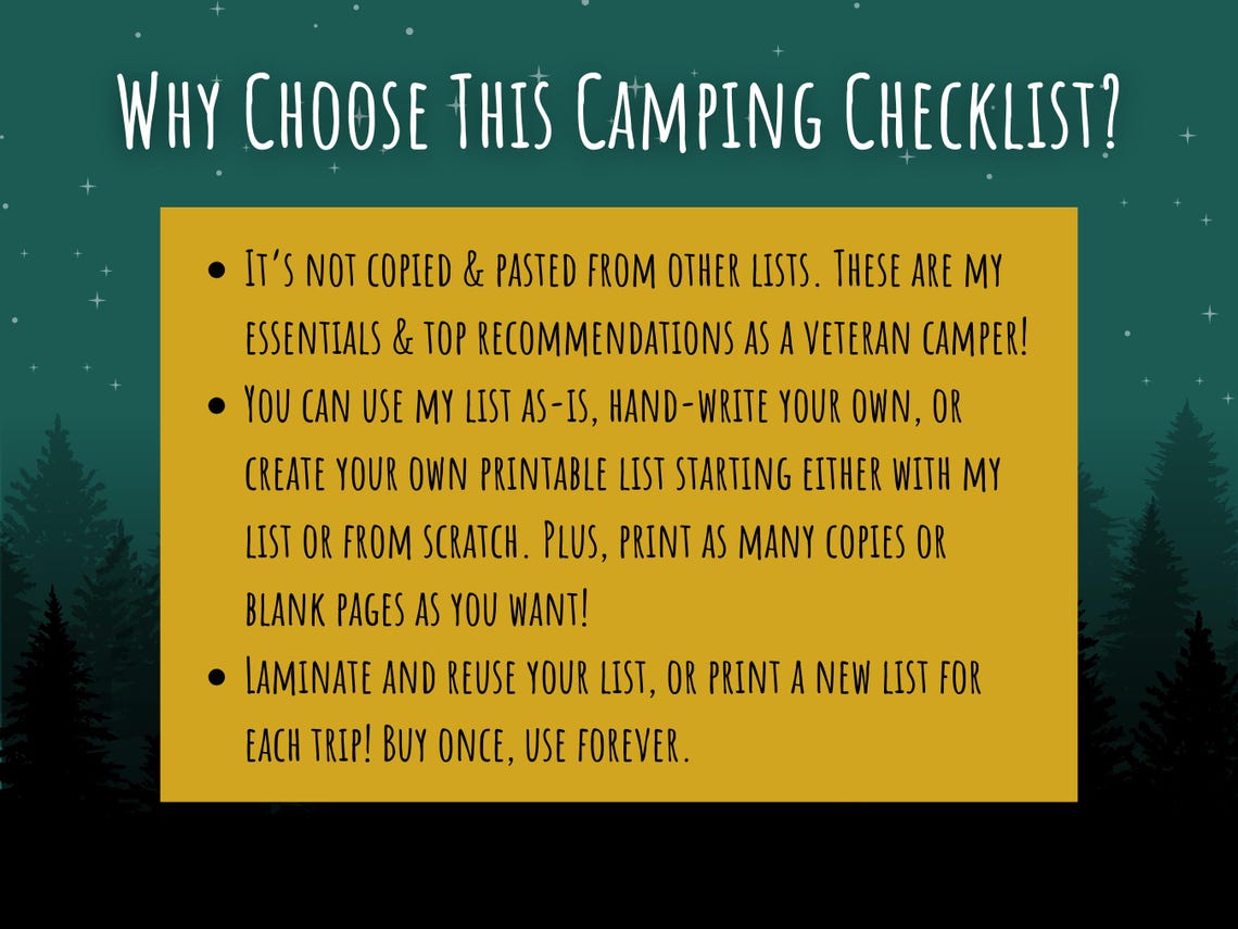 PRINTABLE & EDITABLE Camping Checklist, Camping Packing List, Packing ...