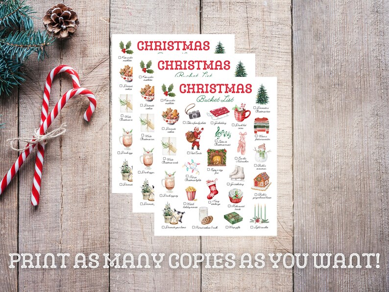 Printable Christmas Bucket List: Holiday Activities To-do (PDF) - Etsy