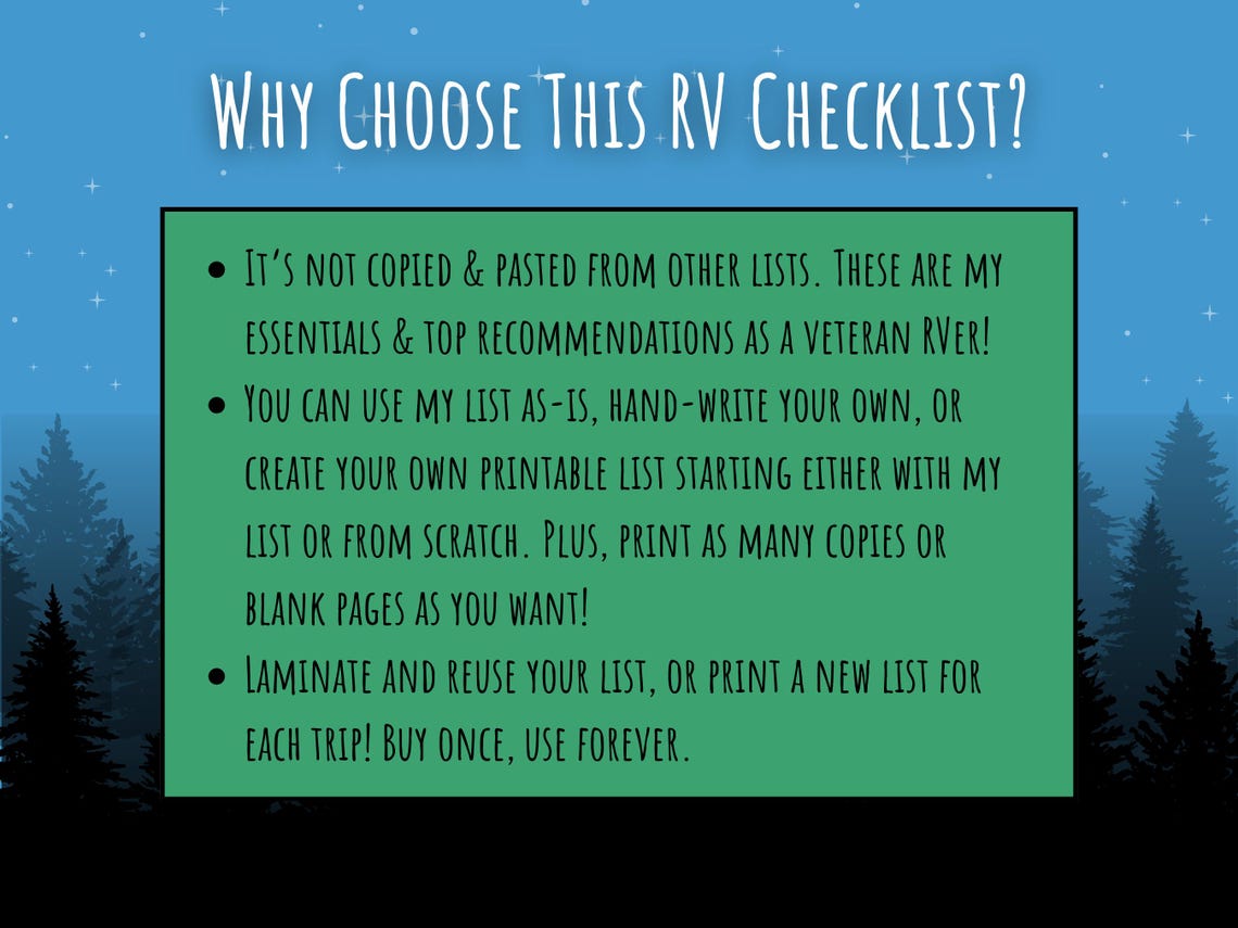 PRINTABLE & Editable RV Checklist, RV Packing List, Packing List ...