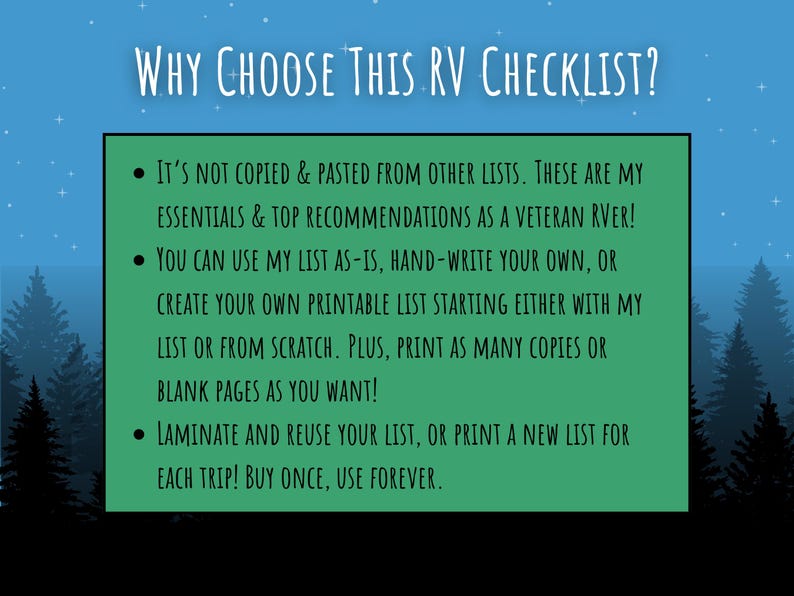 PRINTABLE & Editable RV Checklist, RV Packing List, Packing List ...