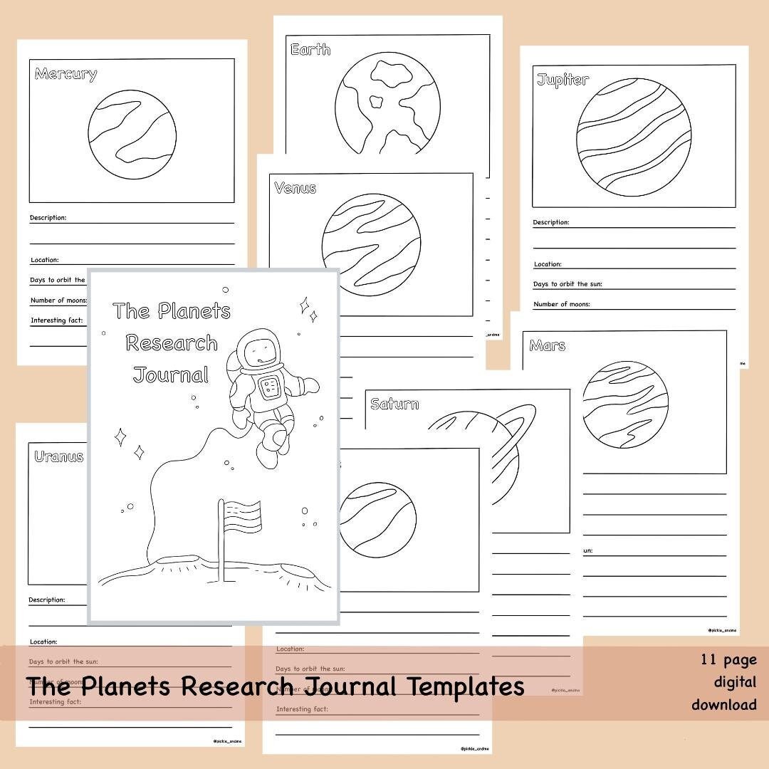 DIGITAL DOWNLOAD Planets Research Journal Templates Notebooking Pages ...