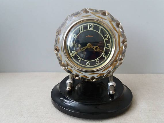Soviet Crystal Desk Clock Majak Retro Office Clock Mechanical | Etsy