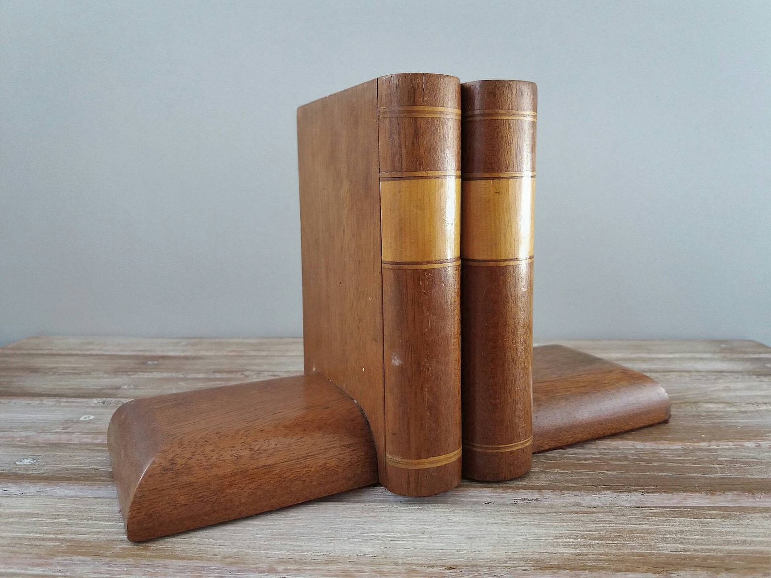 Wooden Bookends Vintage Bookends Woodwork Gift for Book Lover | Etsy