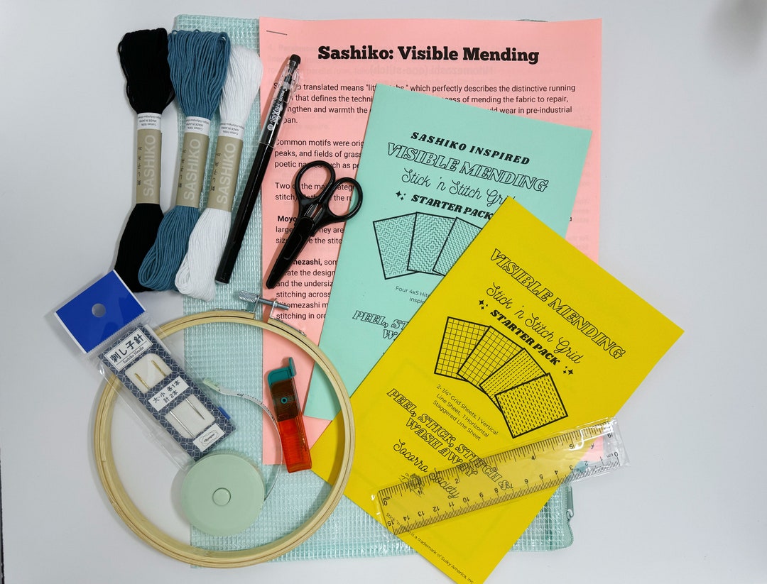 Visible Mending Beginners Kit With Sashiko Embroidery Booklet and Tools ...