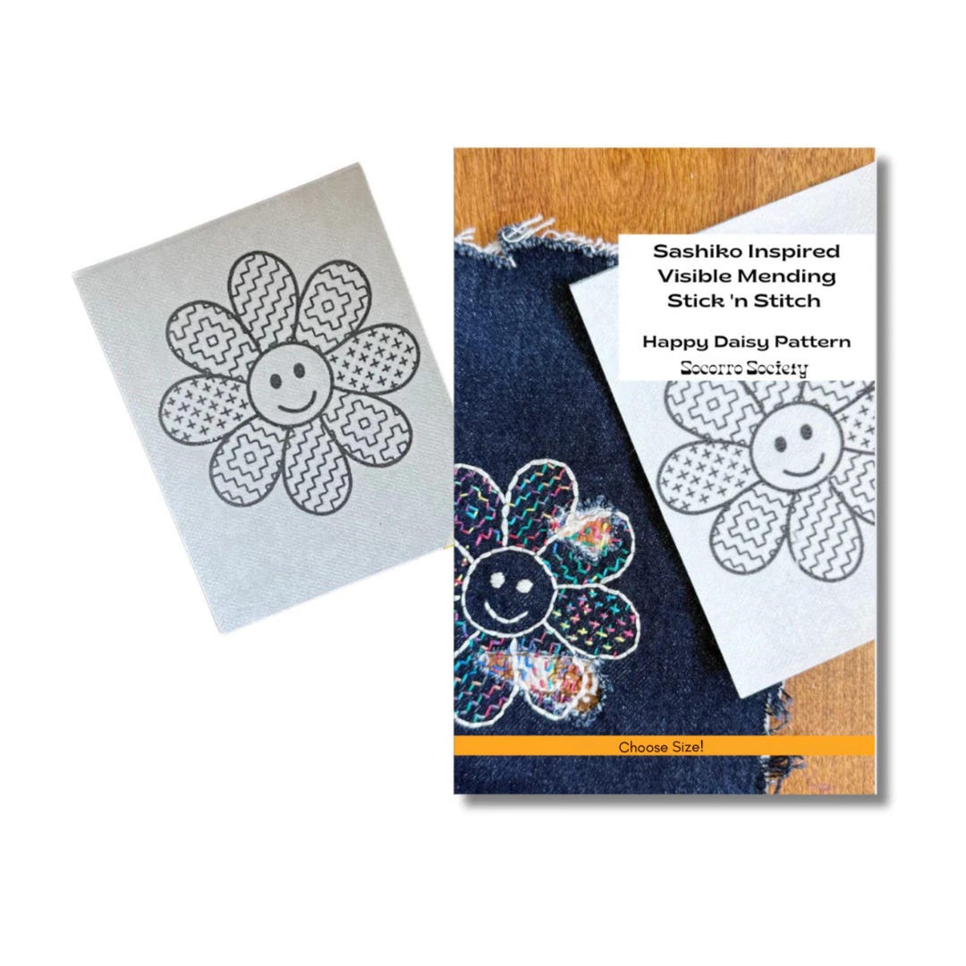 Sashiko Happy Daisy- Visible Mending Stick and Stitch Embroidery ...