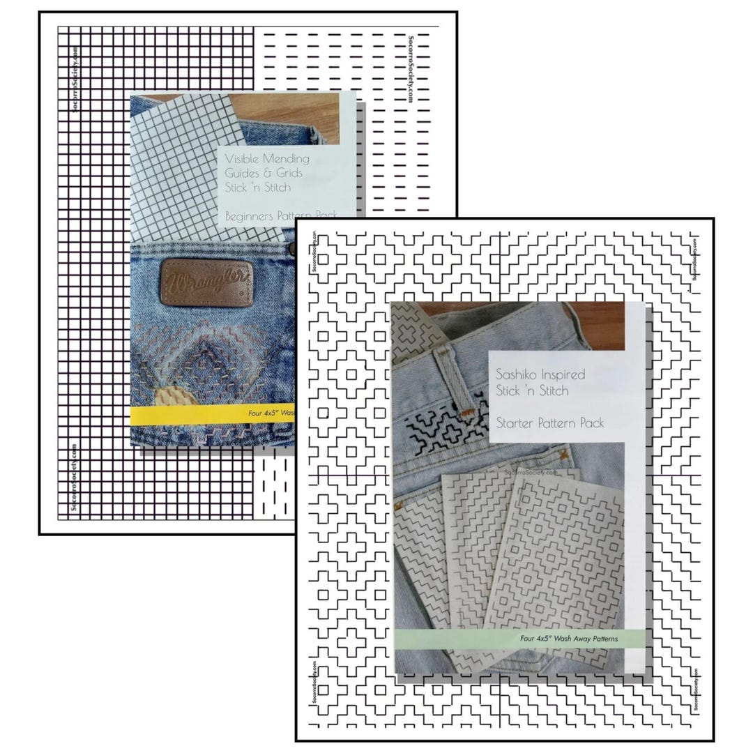 Visible Mending & Sashiko Inspired Patterns Starter Pack Bundle - Etsy