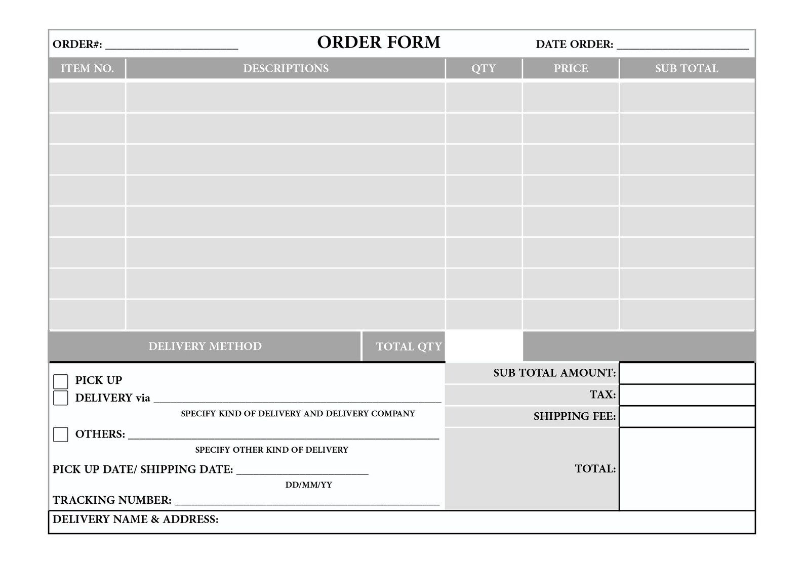 Order Form A5 - Etsy