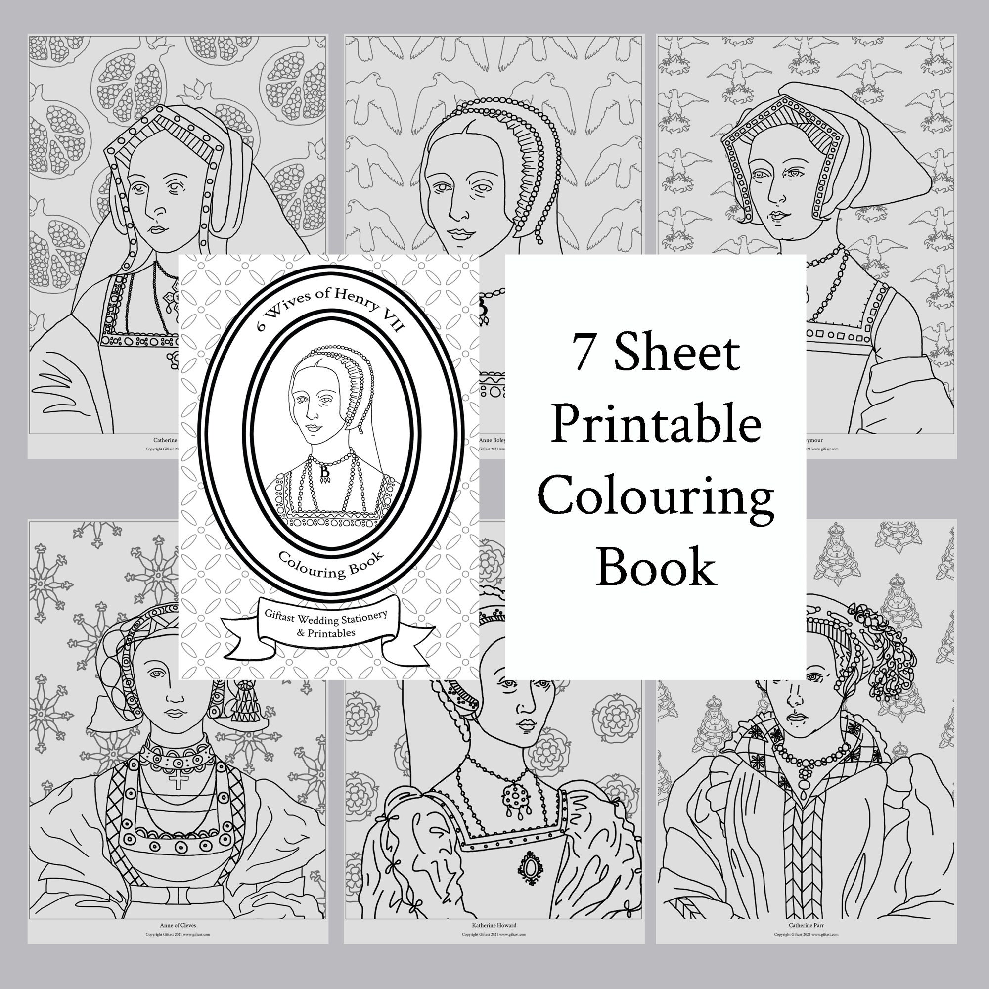 Six Wives of Henry VIII Colouring Sheet Printable Book - Etsy UK