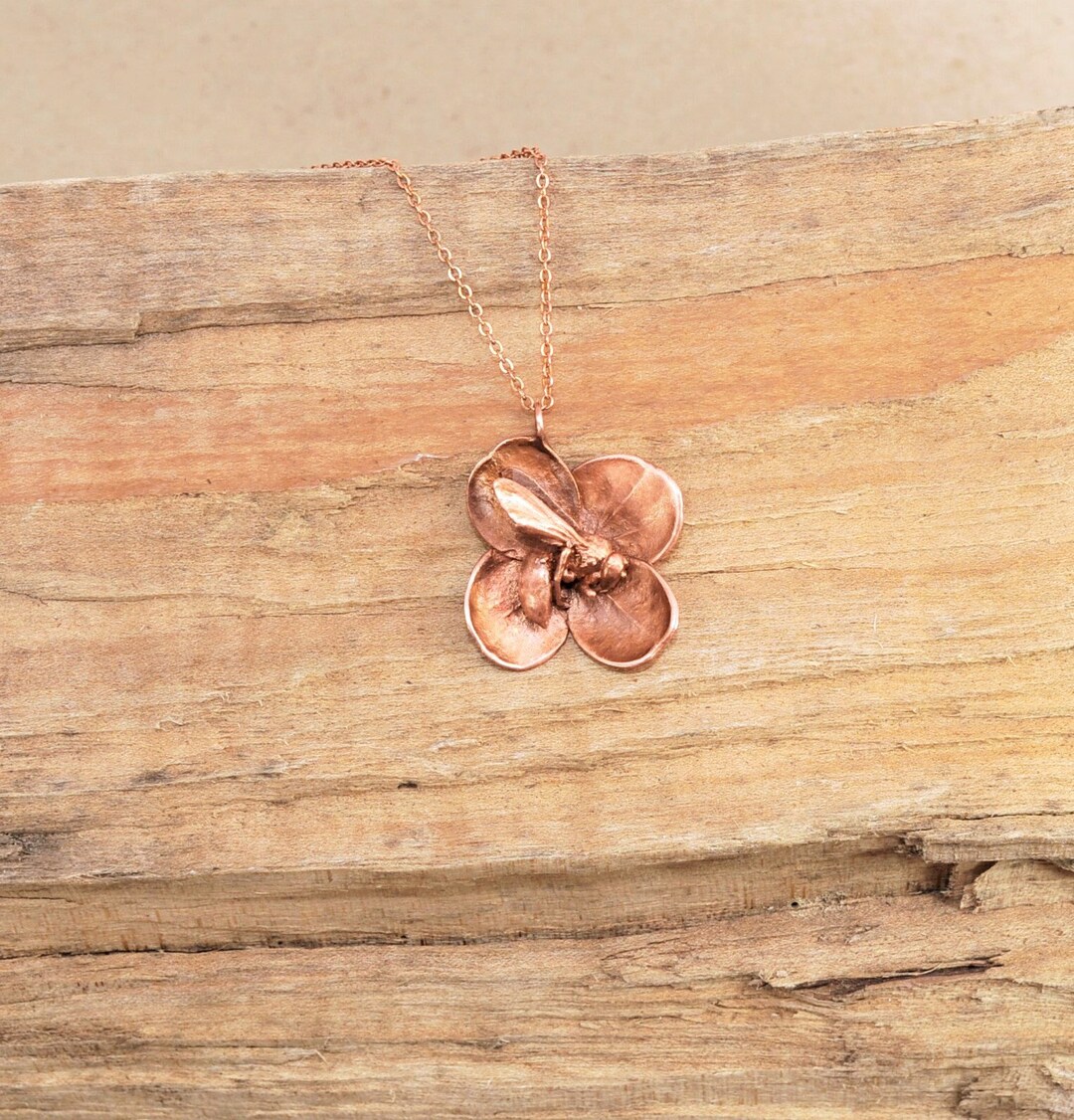 Real Hydrangea Flower Necklace With Wasp, Electroformed -P28- Handmade ...