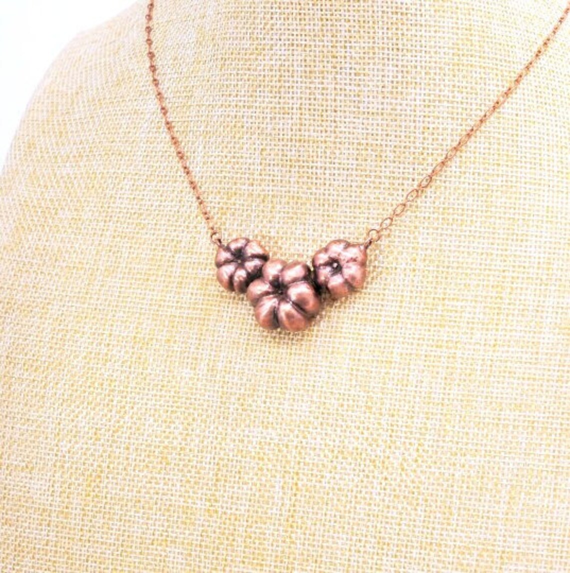 Pumpkin Shaped Seed Pod Copper Necklace, Electroformed -M32- Handmade ...