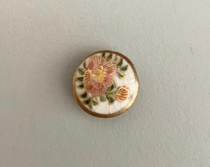 Antique Japanese Satsuma Ceramic Button – Hand-painted Floral Design ...