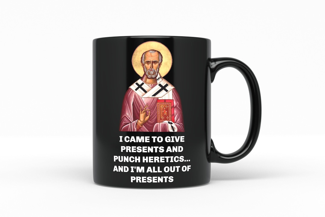 Saint Nicholas Black Coffee Mug, St Nick Catholic Themed Christmas Cup ...