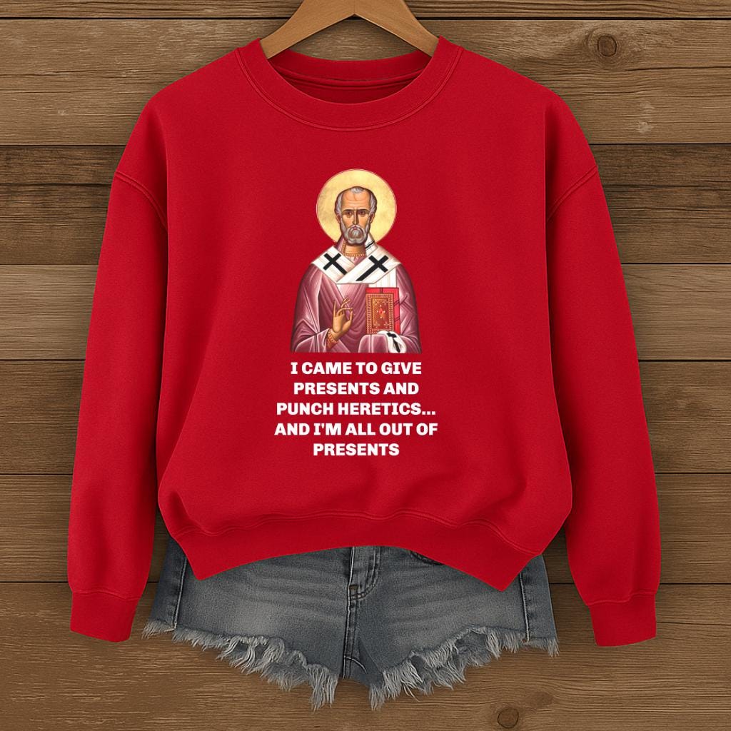 Saint Nicholas Funny Meme Humor Women’s Dark Sweatshirt, Christian ...