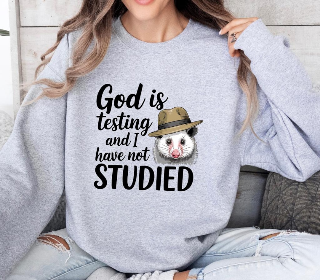 God is Testing Me and I Have Not Studied Sweatshirt, Opossum Crewneck ...