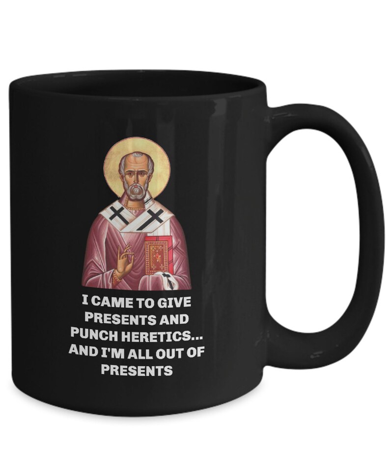 Saint Nicholas Black Coffee Mug, St Nick Catholic Themed Christmas Cup ...