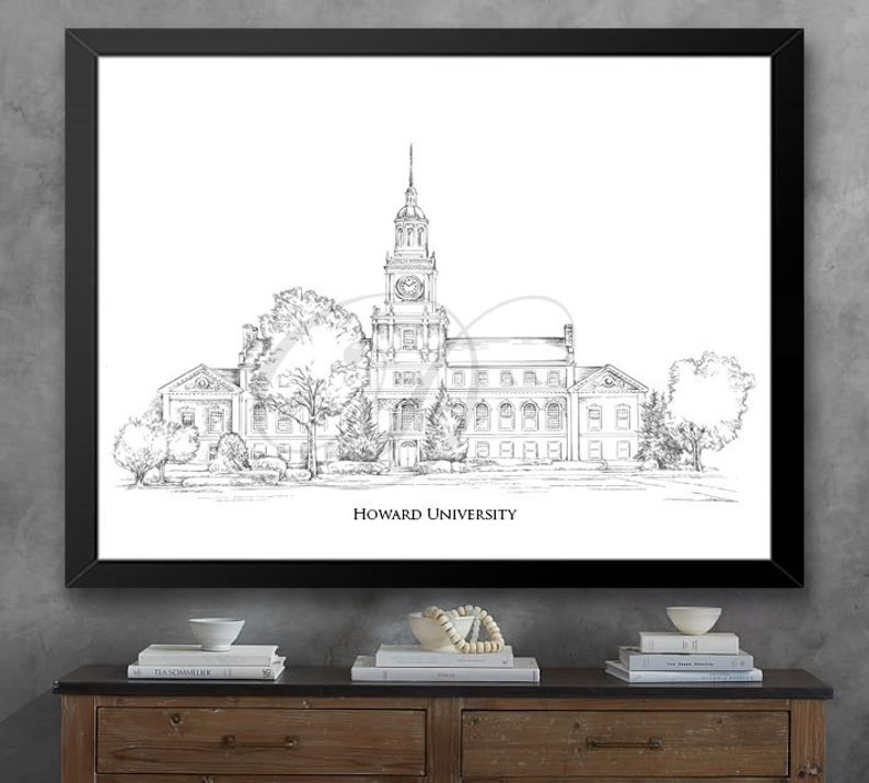 Howard University Art Print Hand Drawn Tech University - Etsy