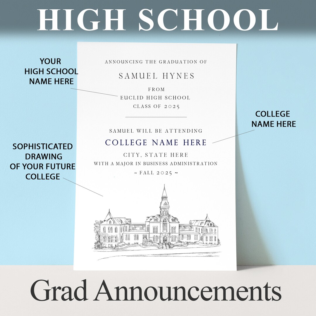 High School Graduation Announcements With College Bound University for ...
