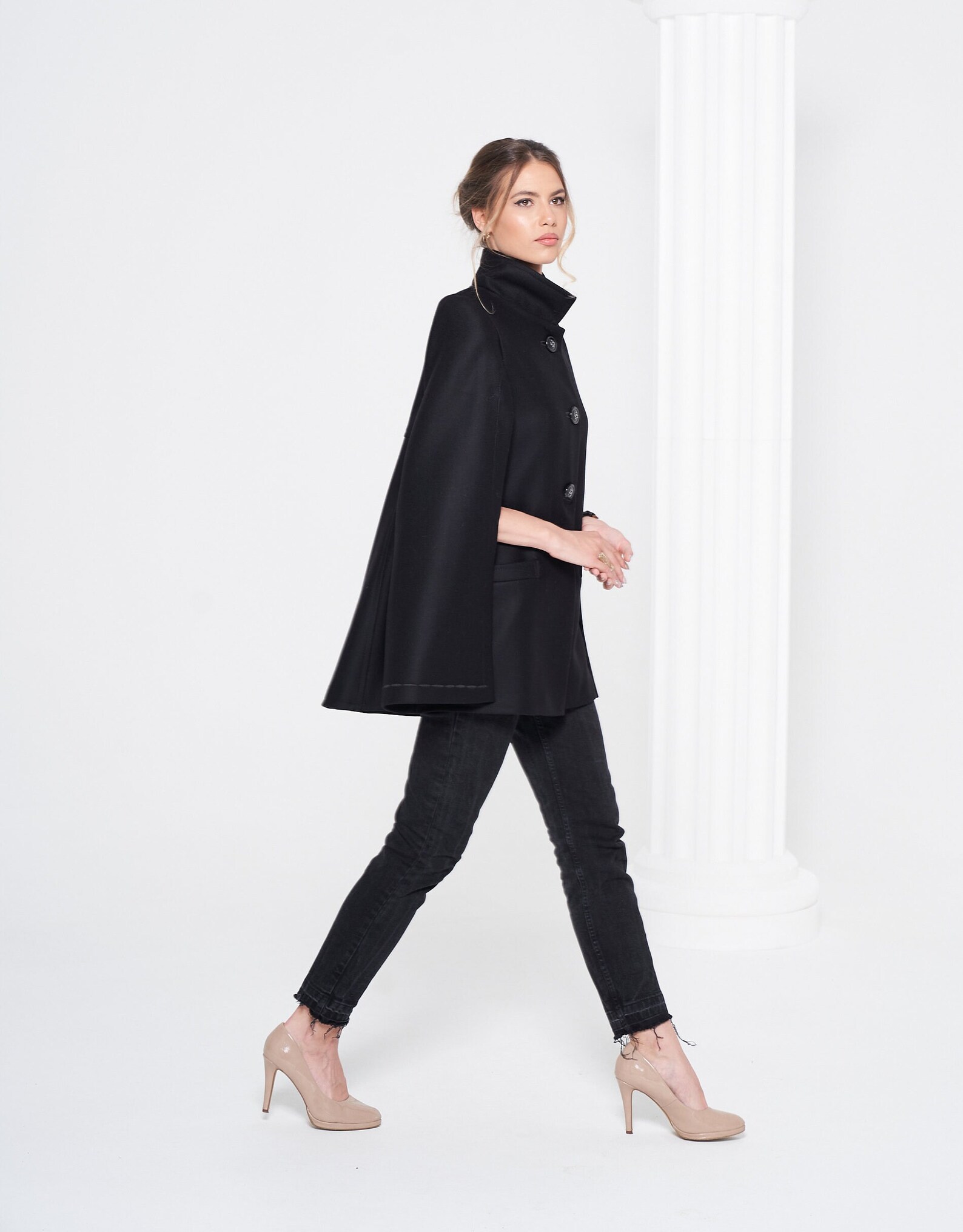 Black Wool Spring Autumn Cape Blazers for Women - Etsy