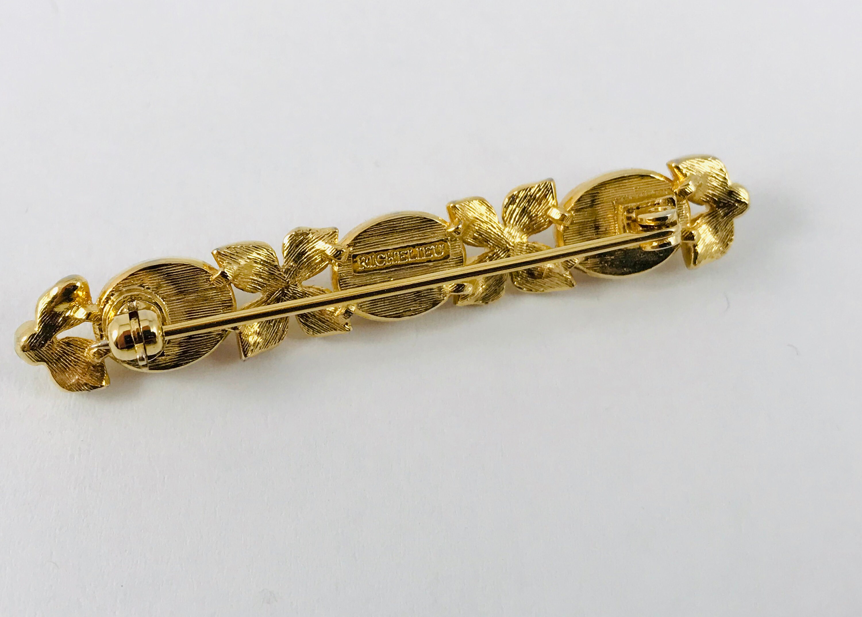 Richelieu Bar Pin Gold-tone With Faux Pearl Cabochons and - Etsy