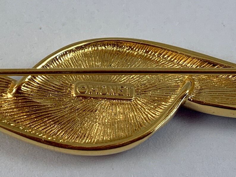 Monet Bar Brooch/pin - Elegant Abstract Design With Shiny Gold, Black ...