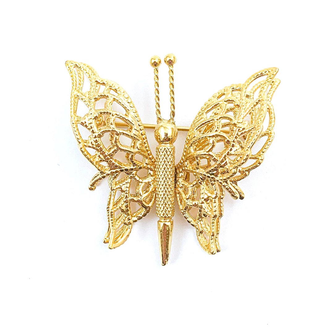 Monet Filigree Double-winged Butterfly Pin / Brooch - Signed - Etsy