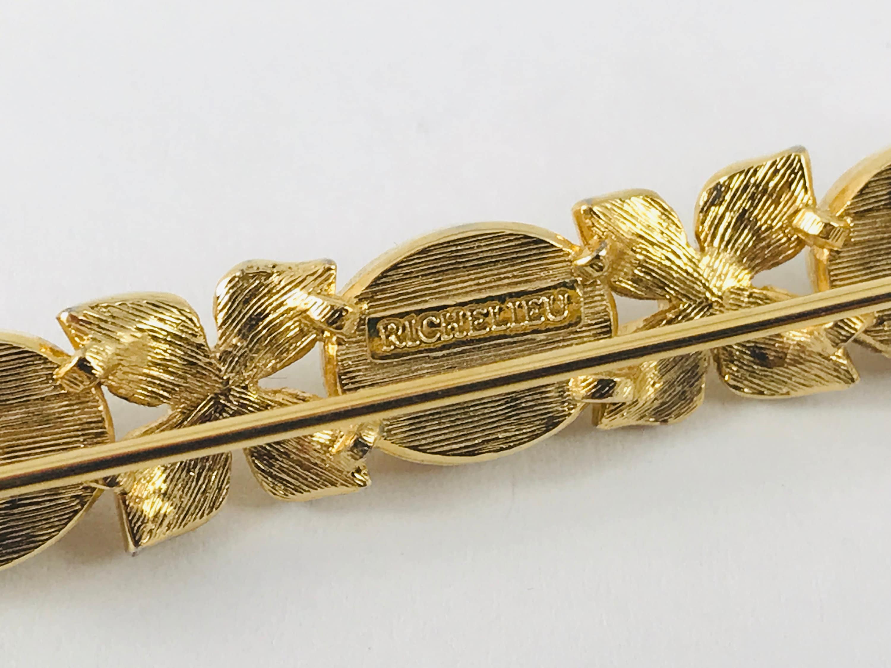 Richelieu Bar Pin Gold-tone With Faux Pearl Cabochons and - Etsy