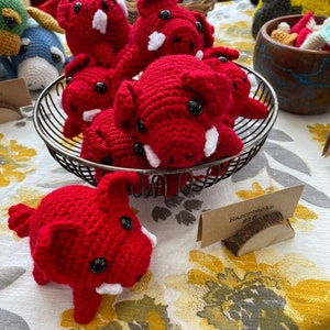 MINI Crochet Stuffed Razorback | Handmade Arkansas Hog Plush | Football ...